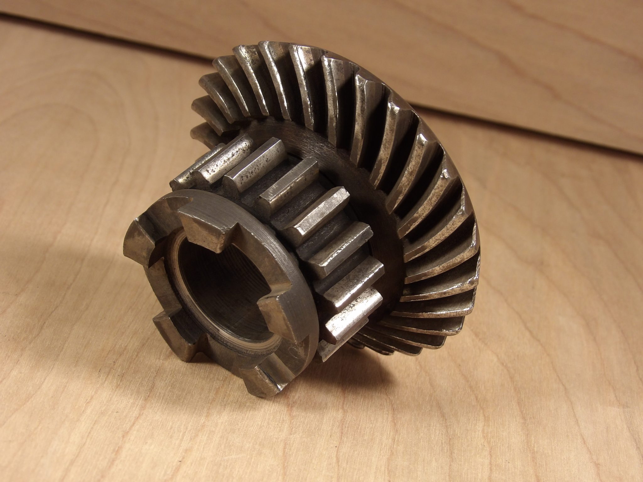 Large Bevel Gear, Spiral Cut and Driving Gear Assembly