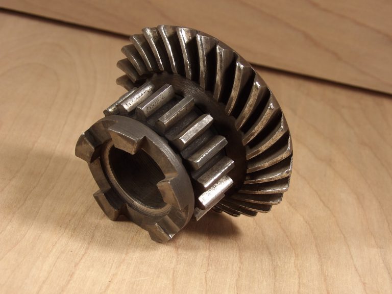 Large Bevel Gear, Spiral Cut and Driving Gear Assembly