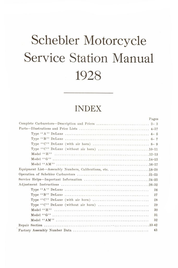 1928 Schebler Carburetor Service Manual