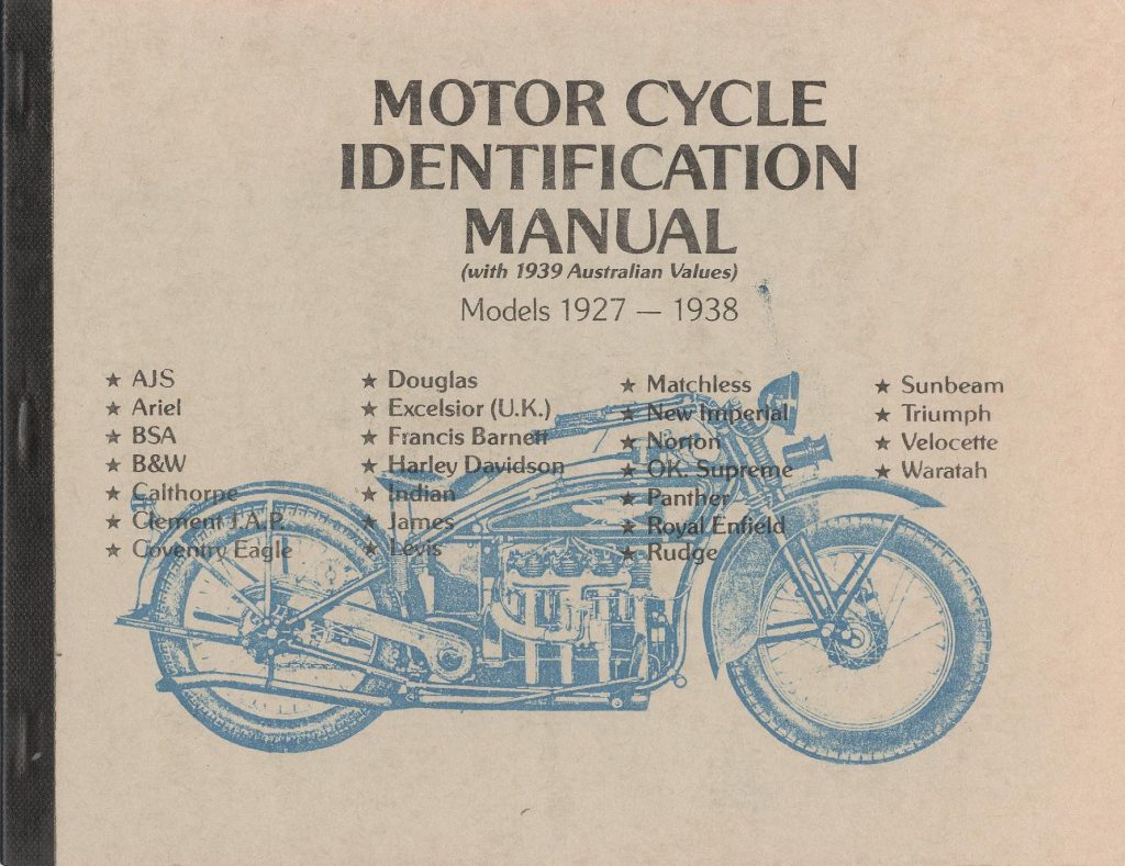 1927-1938 Motorcycle Identification Manual 16 pages